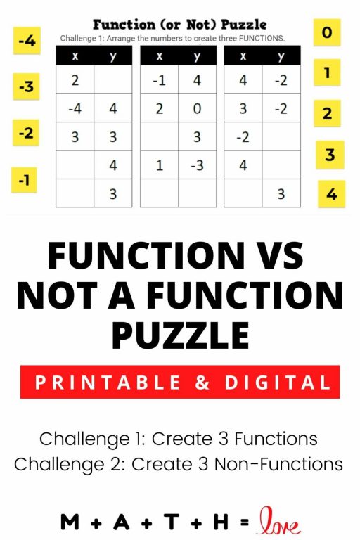 Function vs Not a Function Puzzle Activity | Math = Love