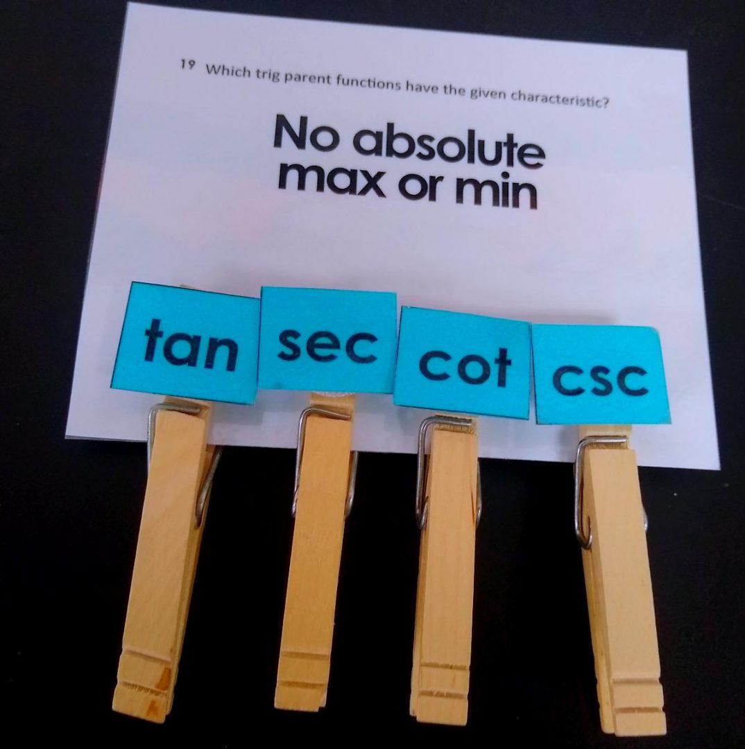 Parent Graphs of Trig Functions Clothespin Matching Activity | Math = Love