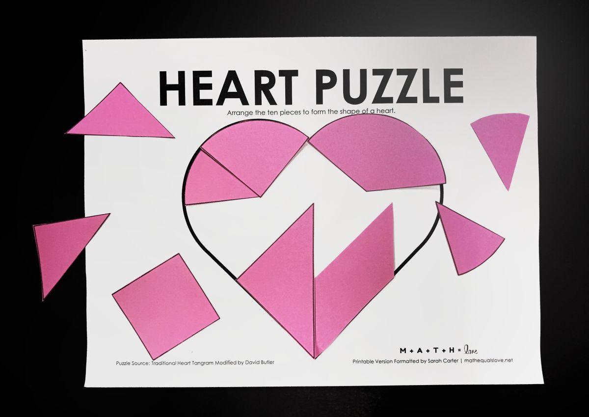 Printable Heart Tangram Puzzle | Math = Love