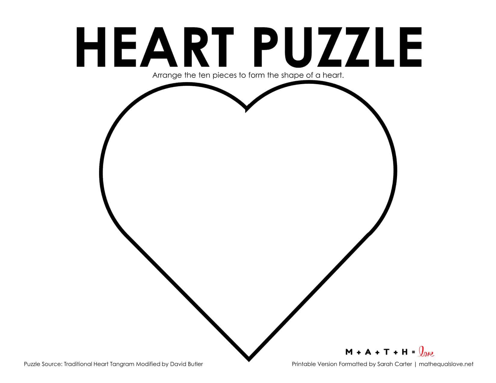 Printable Heart Tangram Puzzle | Math = Love