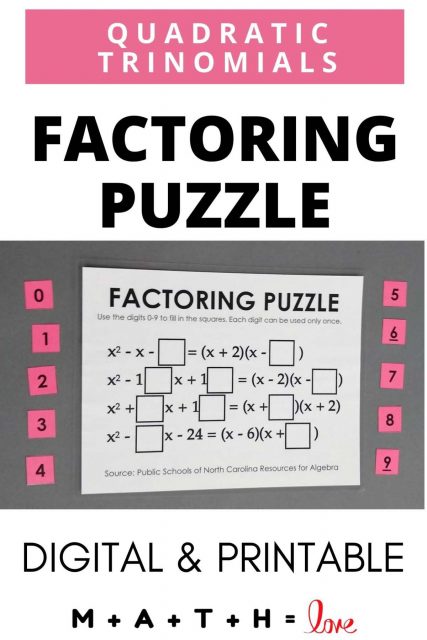15 Fun Factoring Activities for Algebra | Math = Love