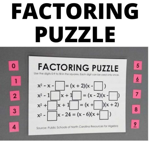 Factoring Puzzle for Quadratic Trinomials | Math = Love