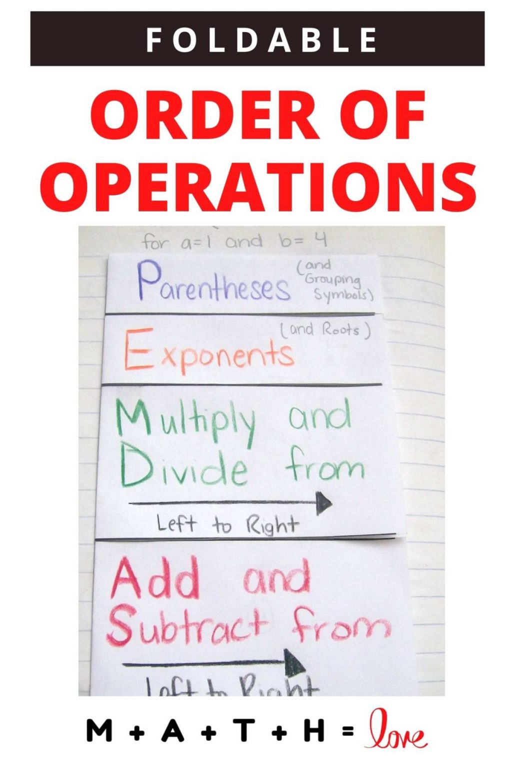 Order of Operations PEMDAS Foldable | Math = Love