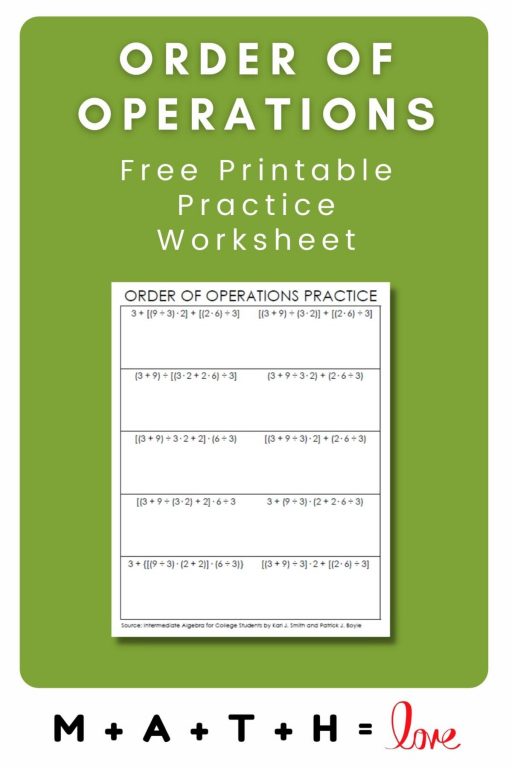 Order of Operations Practice Worksheet | Math = Love