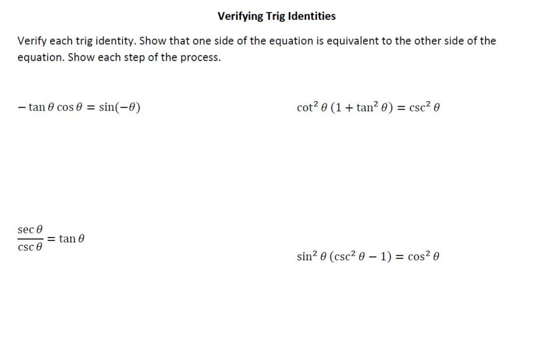 Verifying Trig Identities Worksheet | Math = Love
