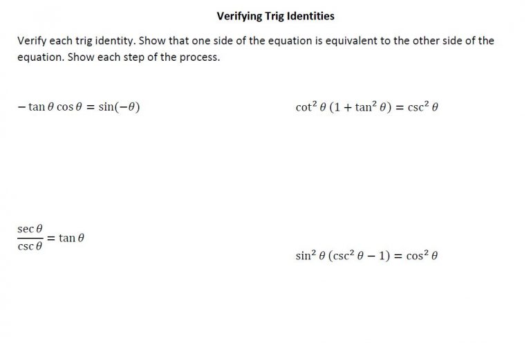 Verifying Trig Identities Worksheet | Math = Love