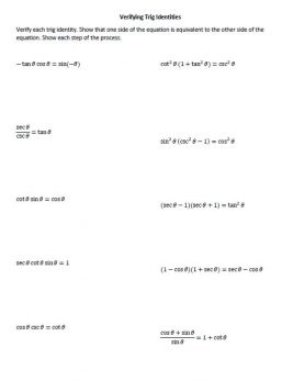 Verifying Trig Identities Worksheet | Math = Love