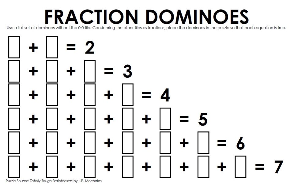 Fraction Dominoes Puzzle | Math = Love