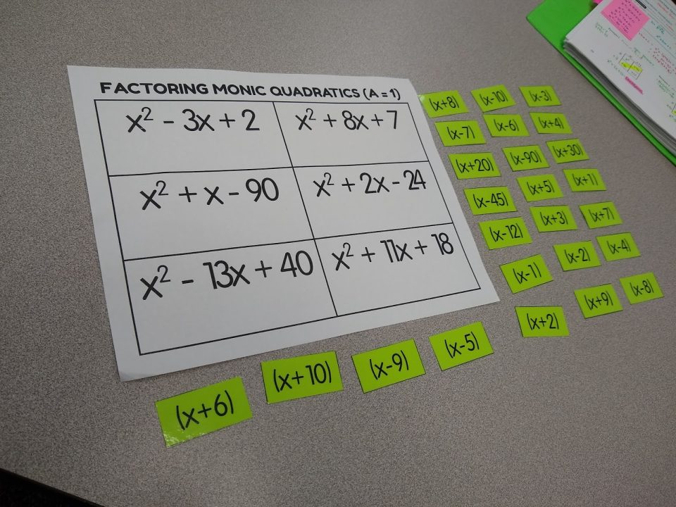 Factoring Quadratics Practice Activity (When a = 1) | Math = Love