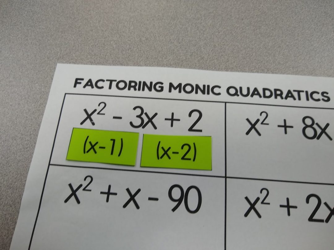 Factoring Quadratics Practice Activity (When a = 1) | Math = Love