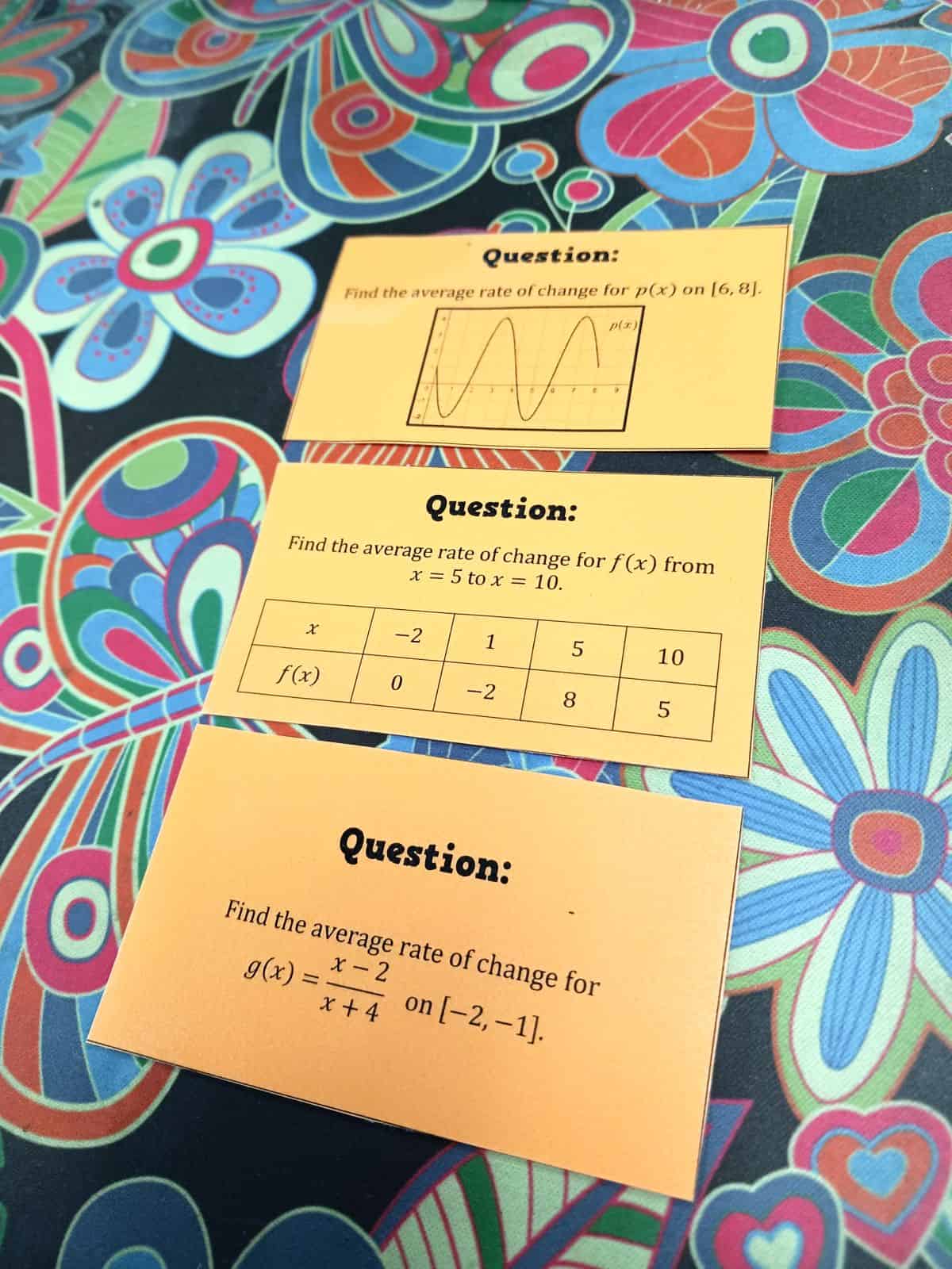 Average Rate of Change Self-Checking Question Stack Activity | Math = Love