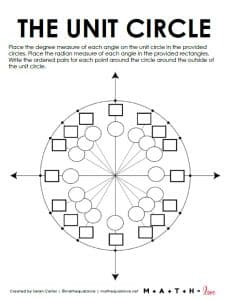 Fill in the Blank Unit Circle Chart | Math = Love