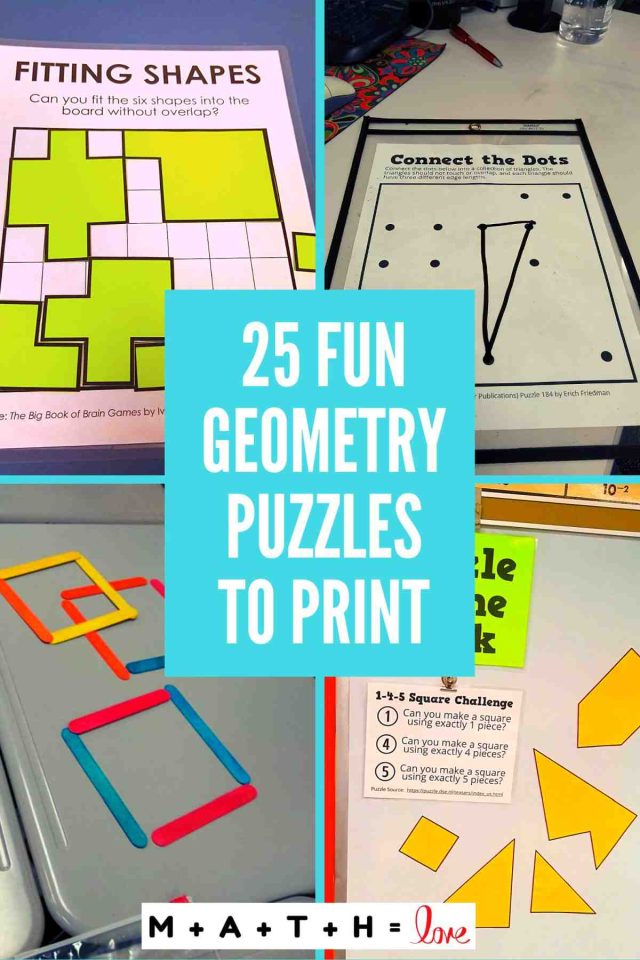 27 Fun Geometry Puzzles (Free Printable PDFs)