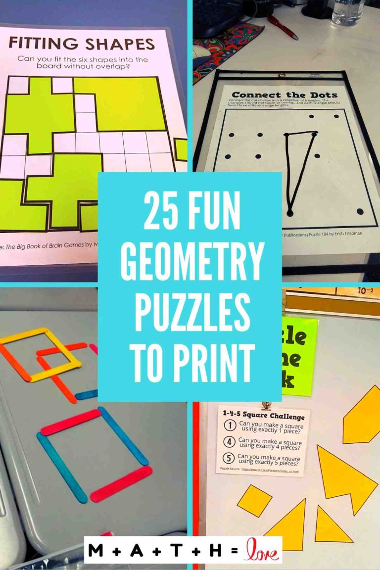 27 Fun Geometry Puzzles (Free Printable PDFs)