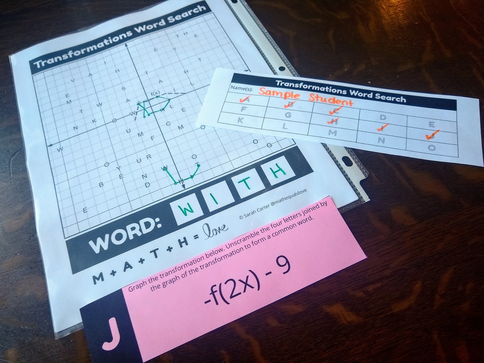 Transformations of Functions Word Search Activity | Math = Love