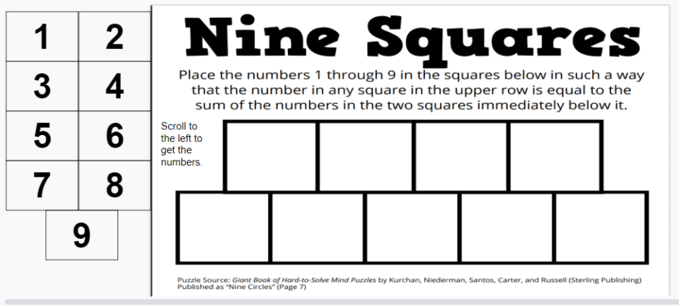 Nine Squares Puzzle | Math = Love