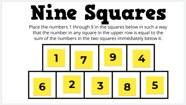 Nine Squares Puzzle | Math = Love