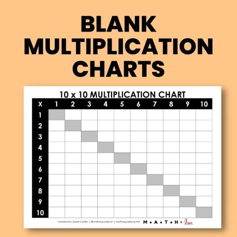 Printable Blank Multiplication Charts | Math = Love