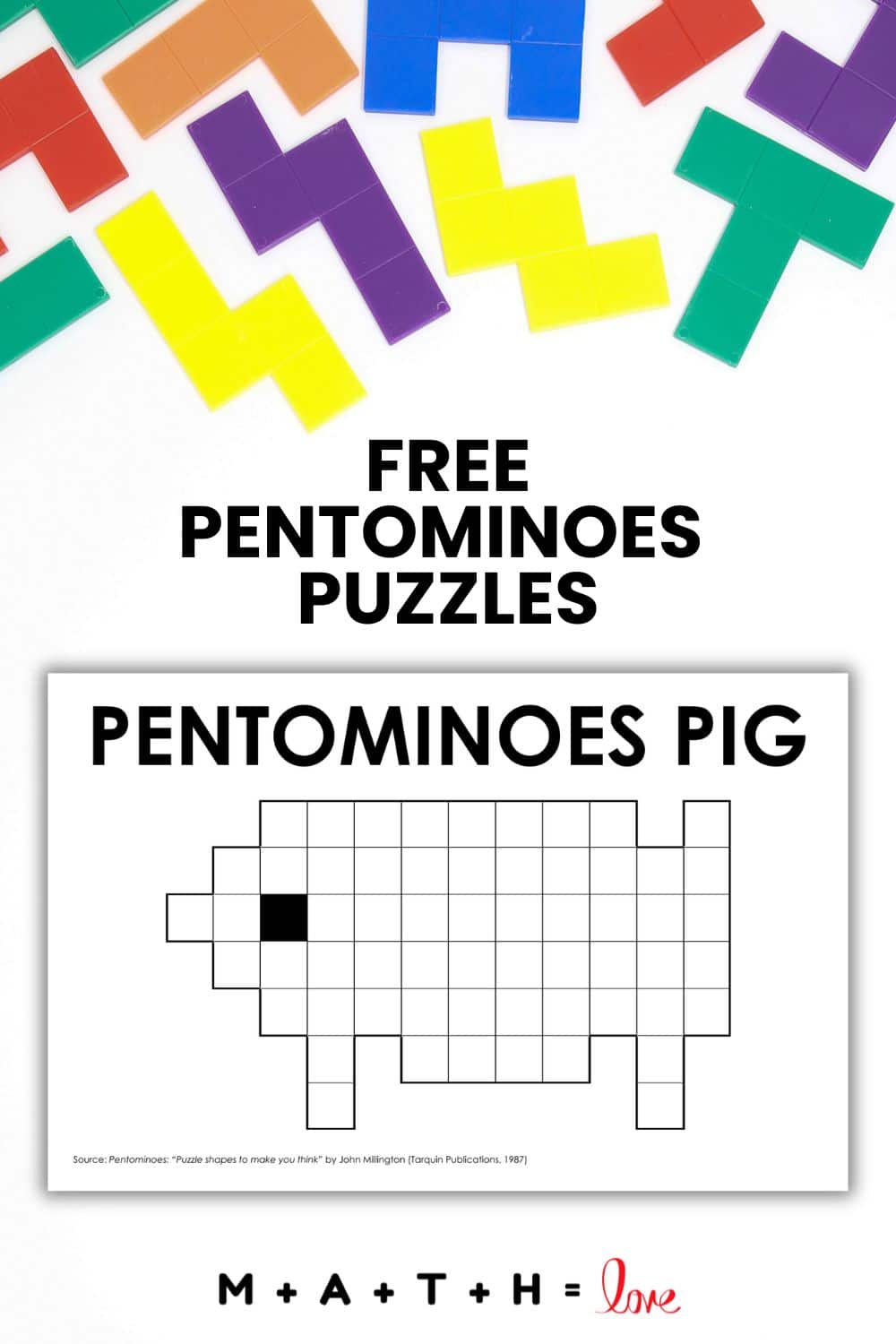 Pentominoes Pig Puzzle | Math = Love