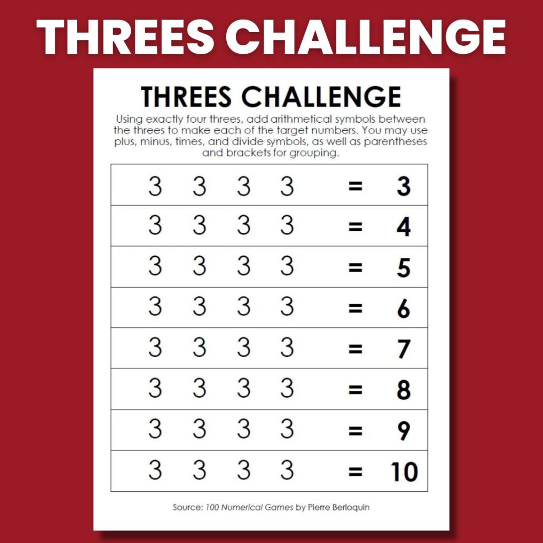 Threes Challenge | Math = Love