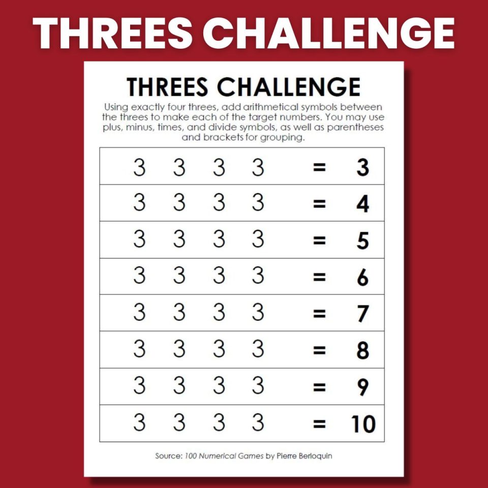 Threes Challenge | Math = Love