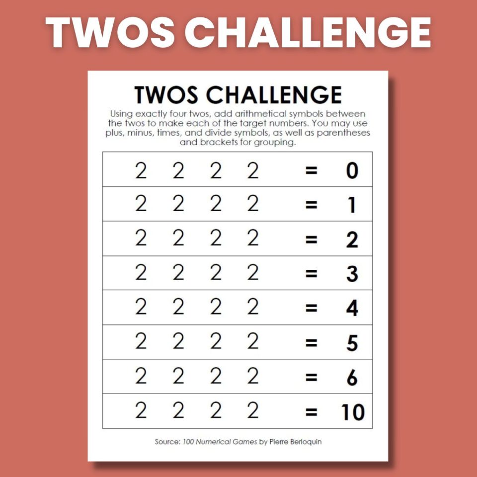 14 Free Printable Math Challenges to Enjoy (FREE PDF)