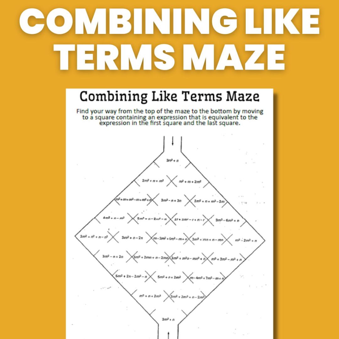 Combining Like Terms Maze Activity | Math = Love