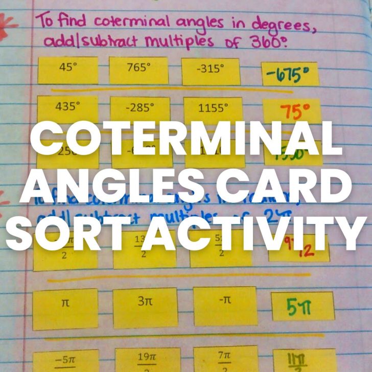 Coterminal Angles Card Sort Activity | Math = Love