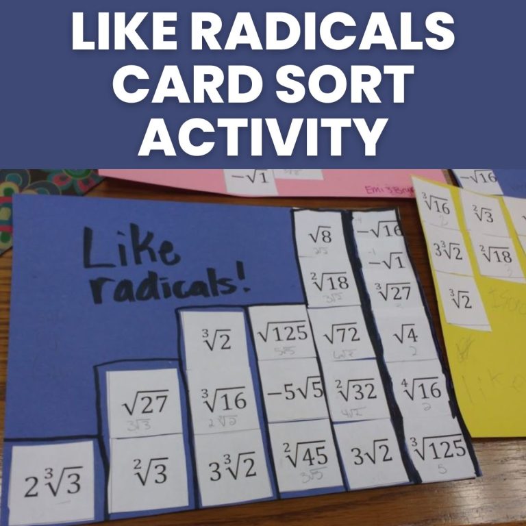 Simplifying Radicals Foldable | Math = Love