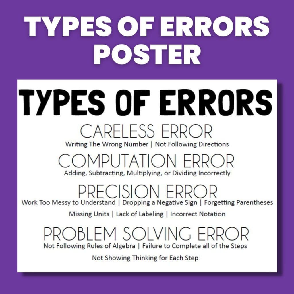 Types Of Errors Poster Math Love Types Of Errors Poster Math Love