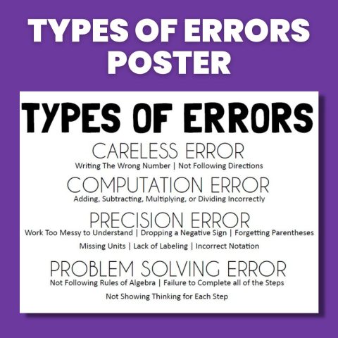 Types of Errors Poster | Math = Love
