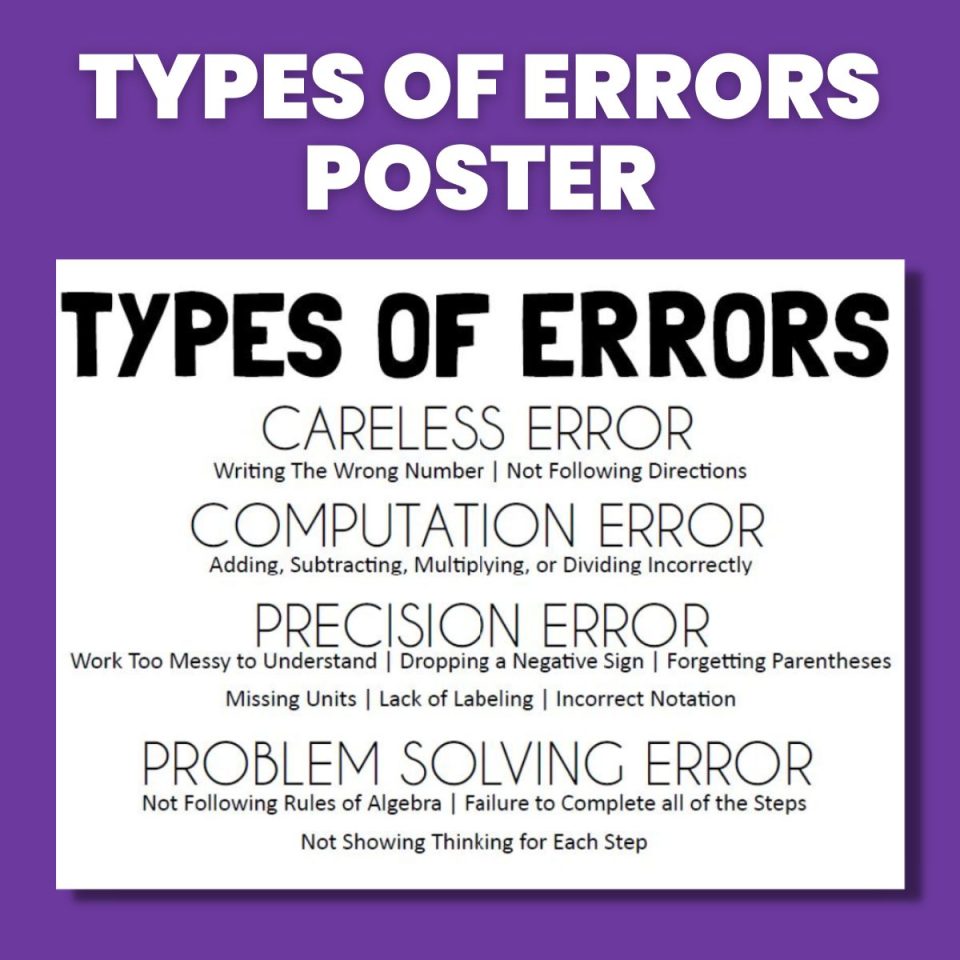 Types of Errors Poster | Math = Love