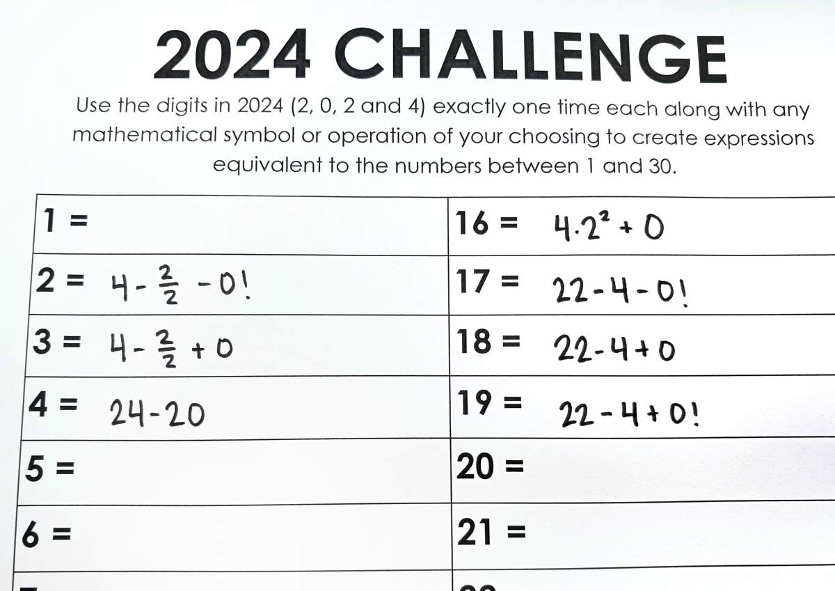 2024 Challenge: Yearly Number Challenge | Math = Love