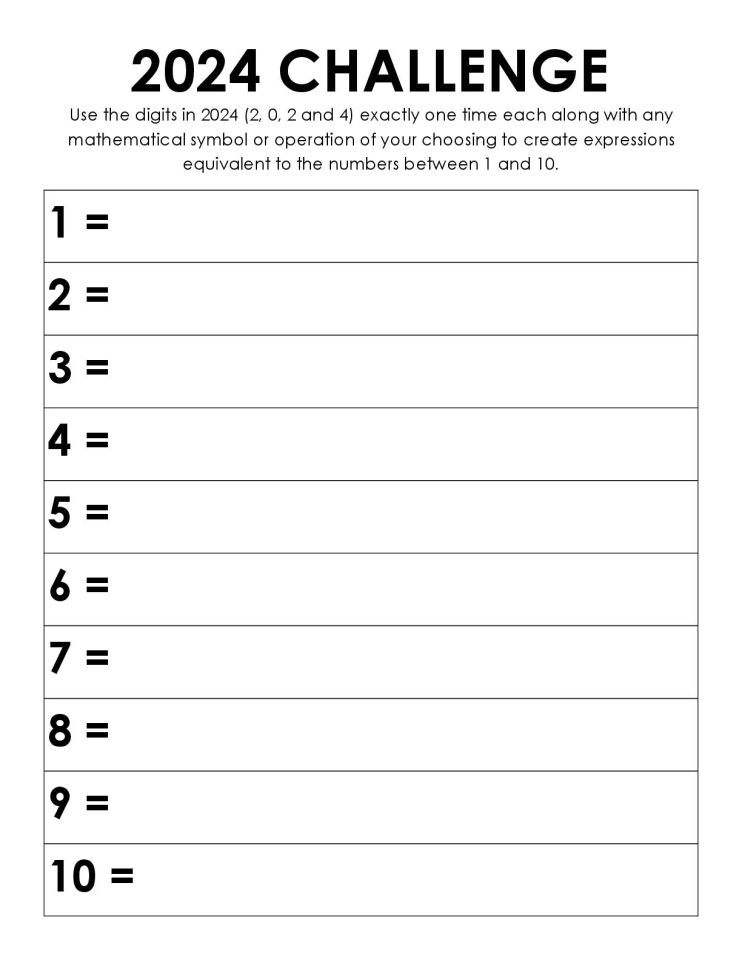 2024 Challenge: Yearly Number Challenge | Math = Love