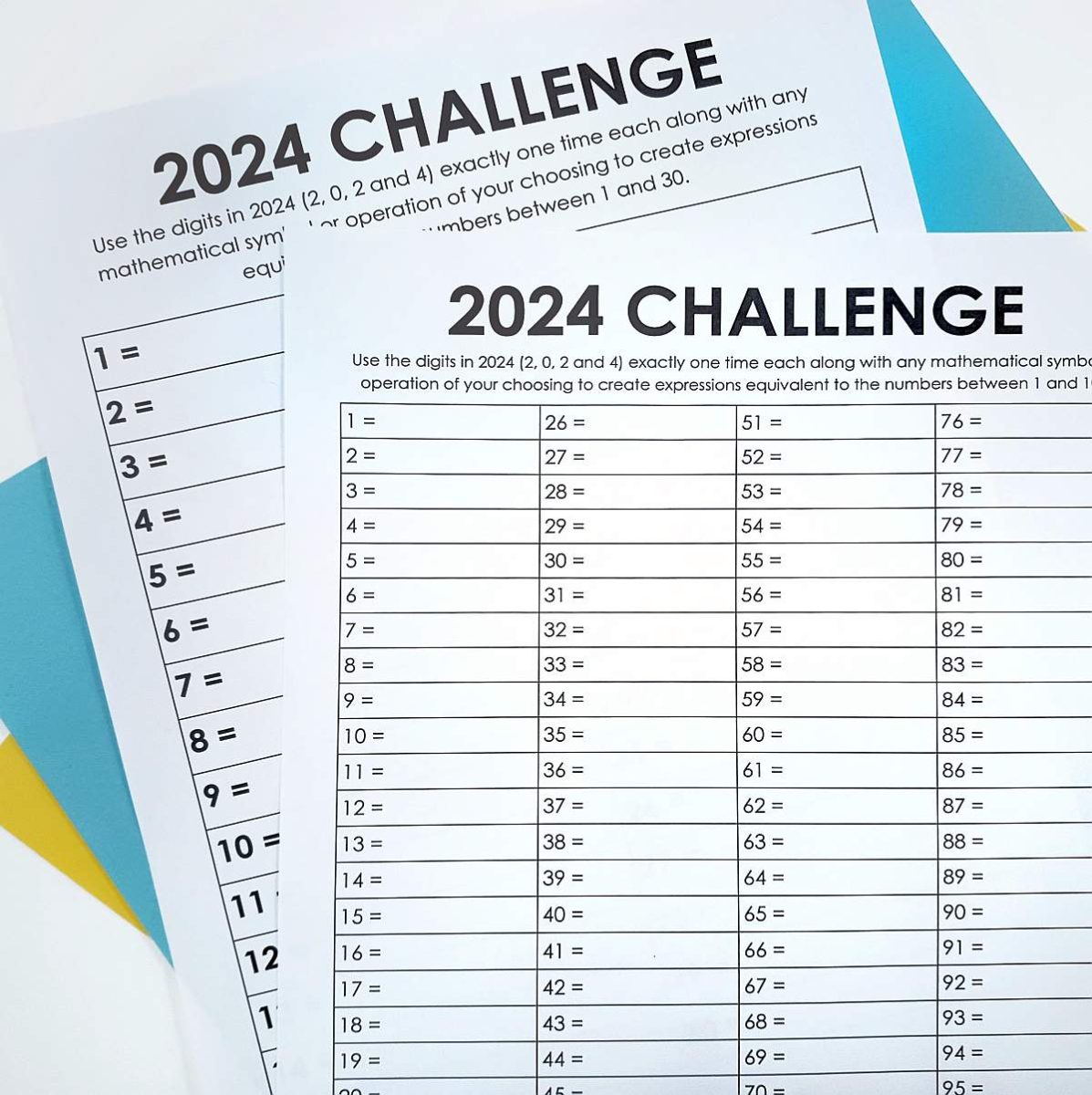 2024 Challenge: Yearly Number Challenge | Math = Love