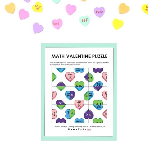 Math Valentine Square Puzzle | Math = Love