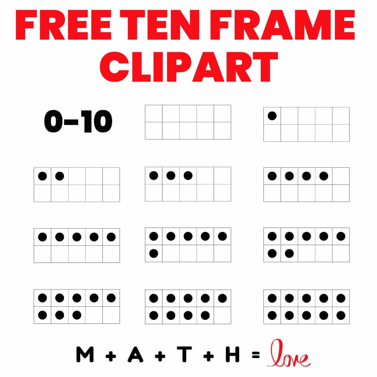 FREE Ten Frame Matching Cards (Printable PDF)