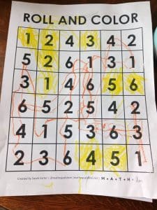 Roll and Color Worksheet | Math = Love