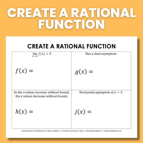 End Behavior of Rational Functions Stations Activity | Math = Love