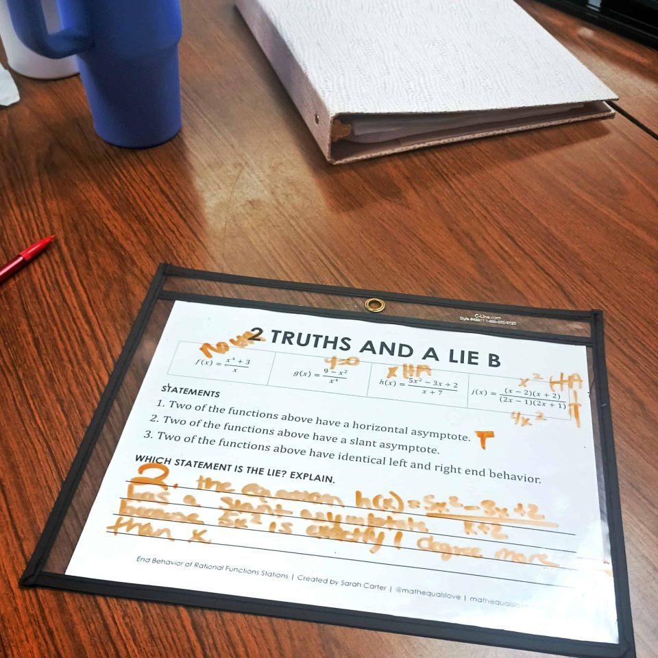 End Behavior of Rational Functions Stations Activity | Math = Love