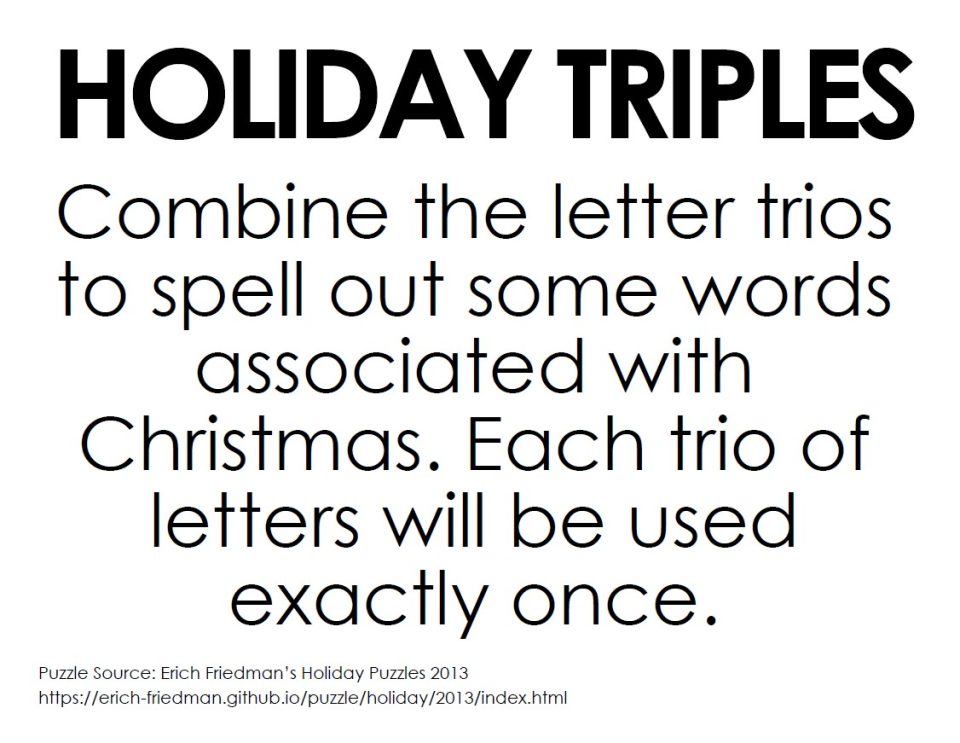 Holiday Triples Puzzle | Math = Love