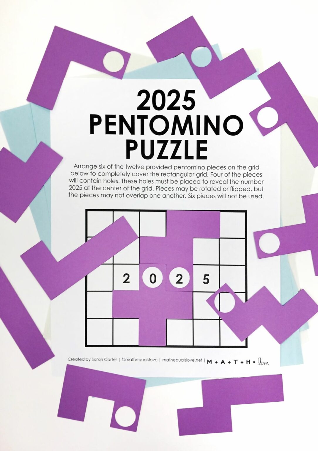 26 Pentomino Puzzle for New Years 2026 [Free Printable PDF]