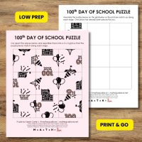 100th Day of School Square Edge Matching Puzzle | Math = Love