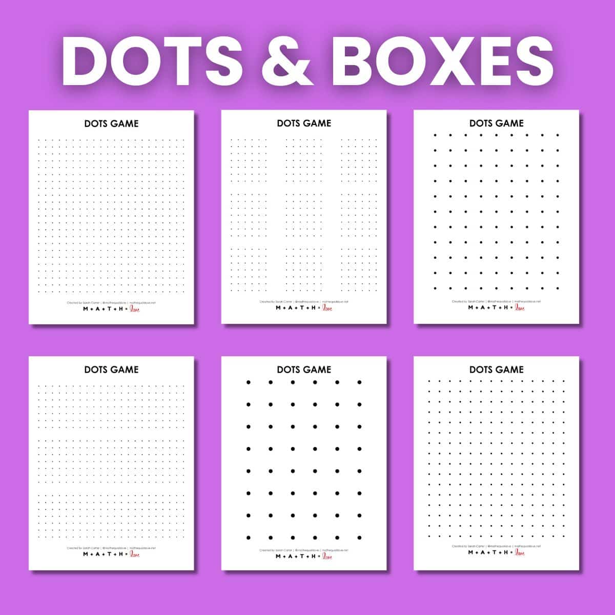 Dots Game Printable Collection | Math = Love