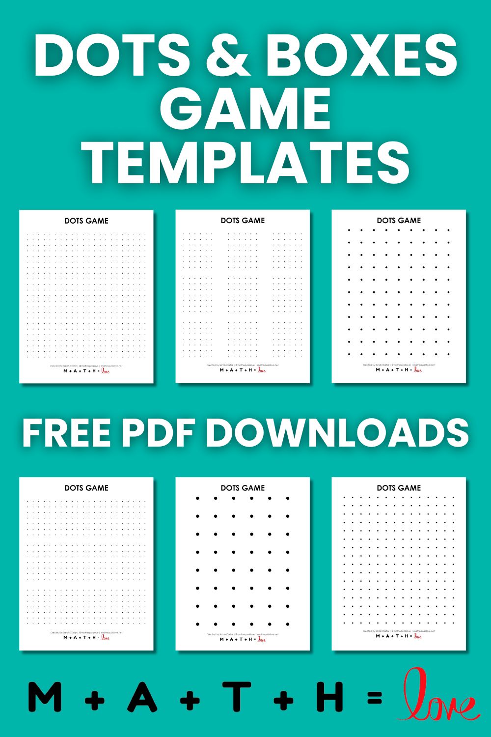 Dots Game Printable Collection | Math = Love
