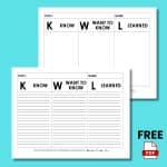 KWL Chart Printable (Free PDF Graphic Organizer Template)