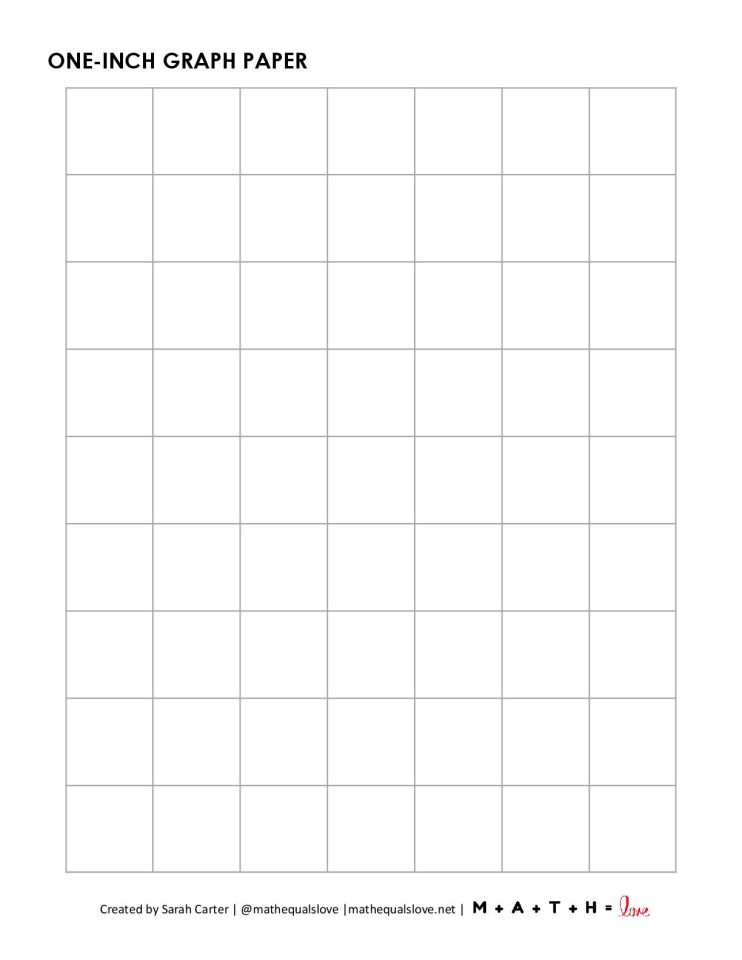 Free Printable Graph Paper (1 Inch Grid) PDF Format