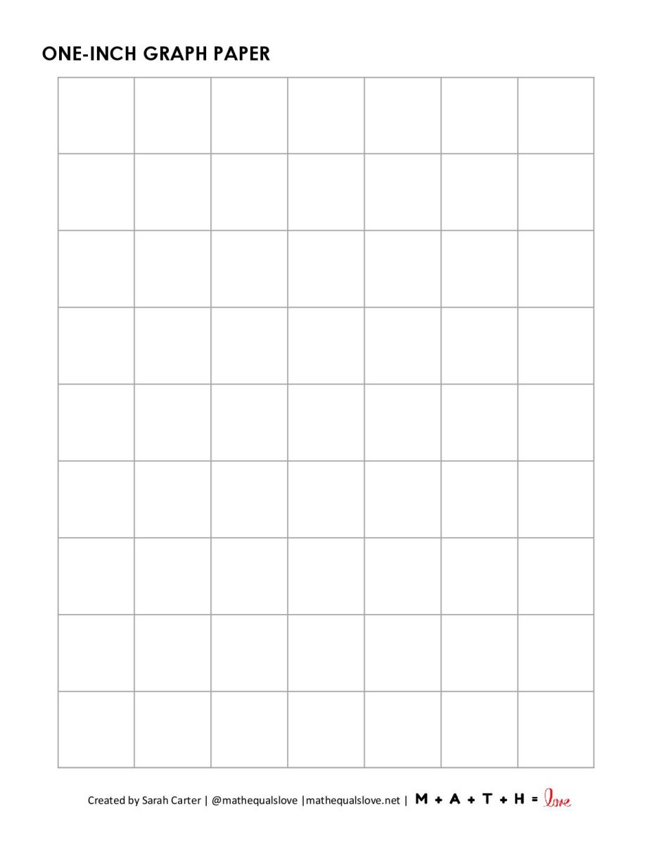 Free Printable Graph Paper (1 Inch Grid) PDF Format