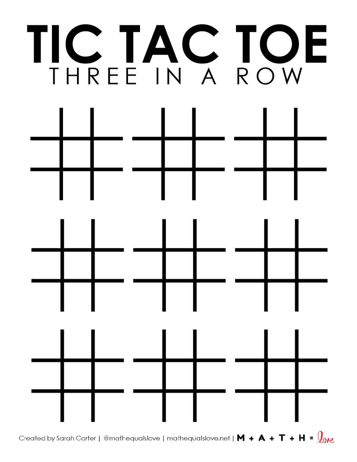 Tic Tac Toe Board Printable (Free PDF Templates)
