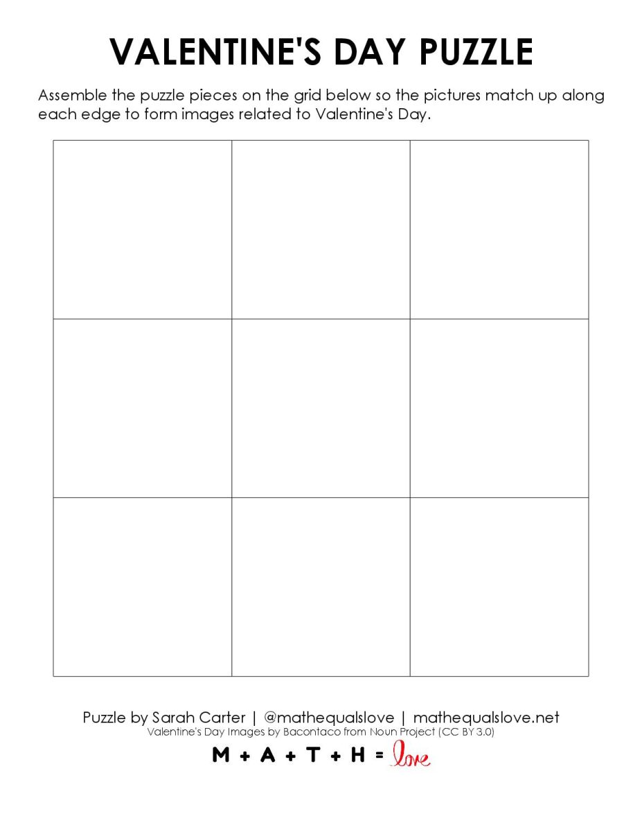 Valentine's Day Square Matching Puzzle | Math = Love
